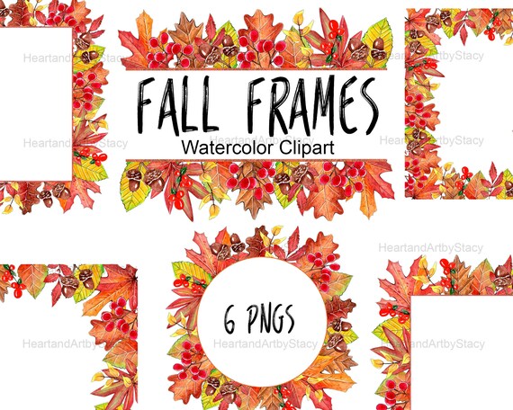 Fall Frames Png Watercolor Frame Clipart Digital Download - Etsy