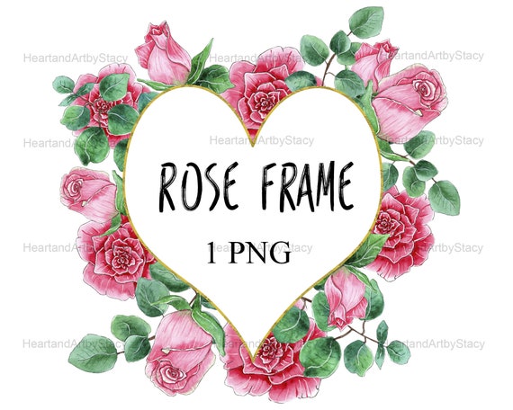 Pink Roses Heart Frame