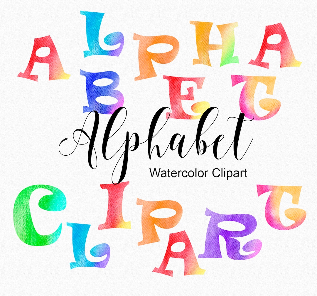 Watercolor Alphabet Clipart, Alphabet Clip Art, Colorful Alphabet ...