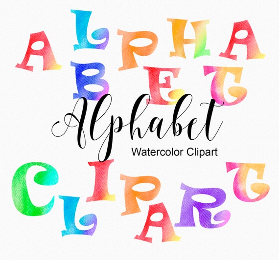 Watercolor Alphabet Clipart Alphabet Clip Art Colorful - Etsy