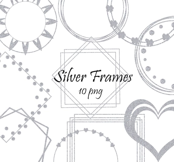 Silver Frames Clipart Geometric Frames Digital Frames Png - Etsy