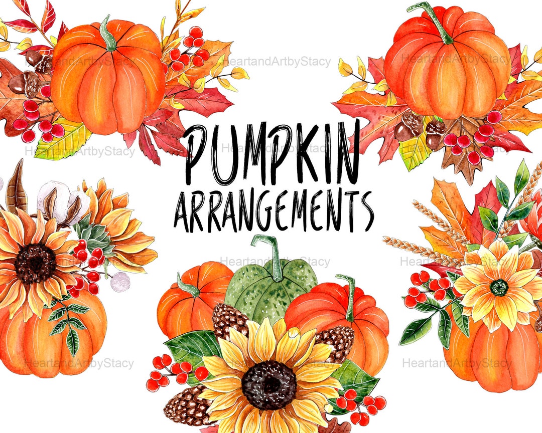 Watercolor Pumpkin Clipart, Fall Clipart, Thanksgiving Clipart, Digital ...