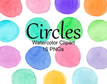 Watercolor Circle Backgrounds Clipart, Printable Paint Stains Dots ...