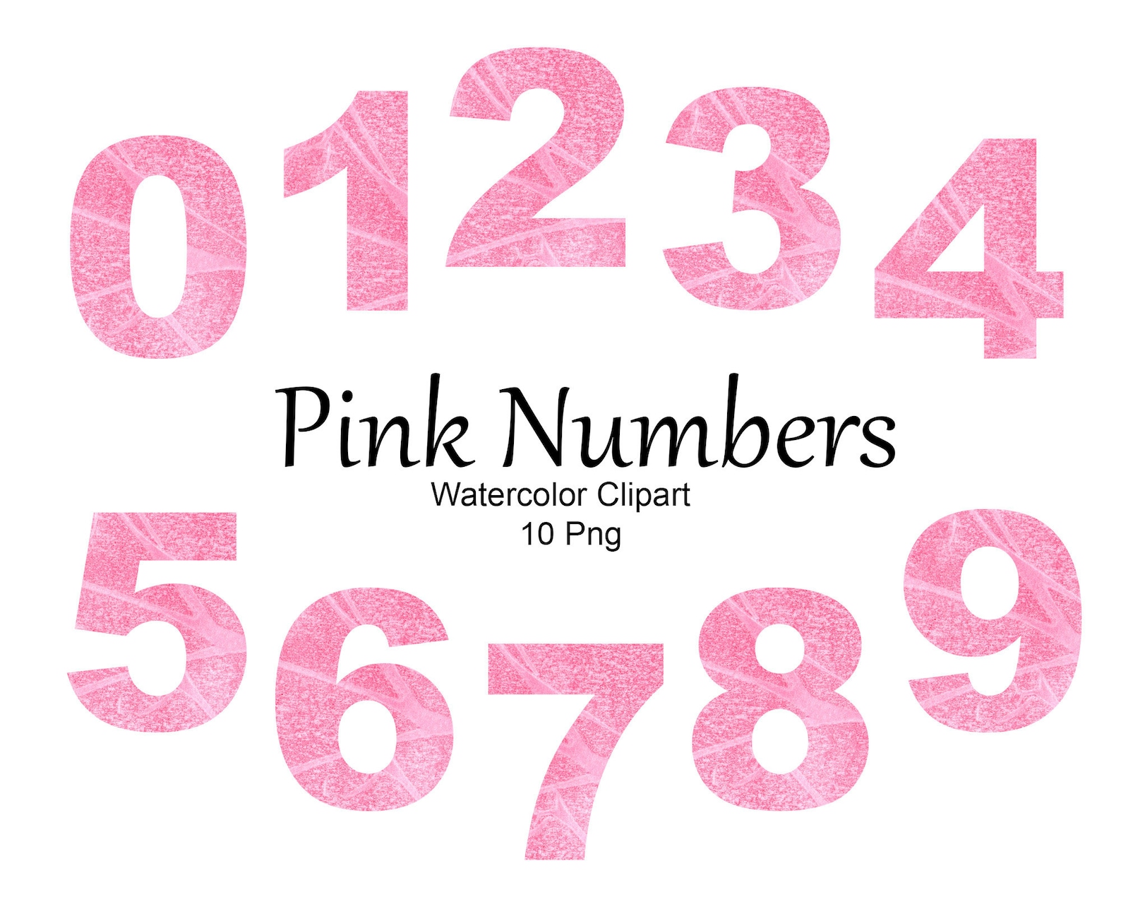 Watercolor Numbers Clipart, Cute Pink Numbers, Digital Download Png ...