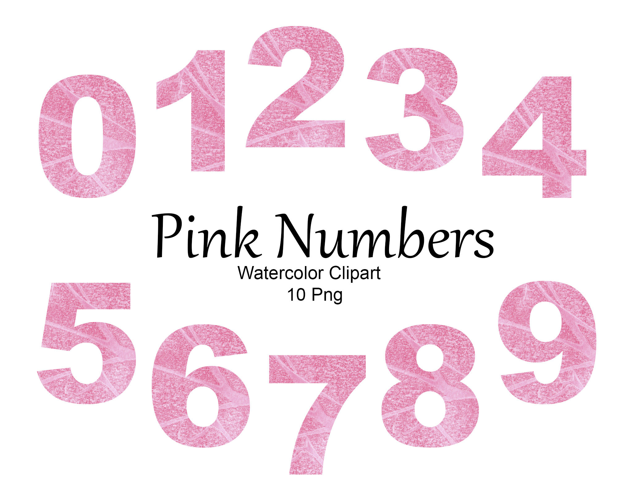 Watercolor Numbers Clipart, Cute Pink Numbers, Digital Download Png. - Etsy