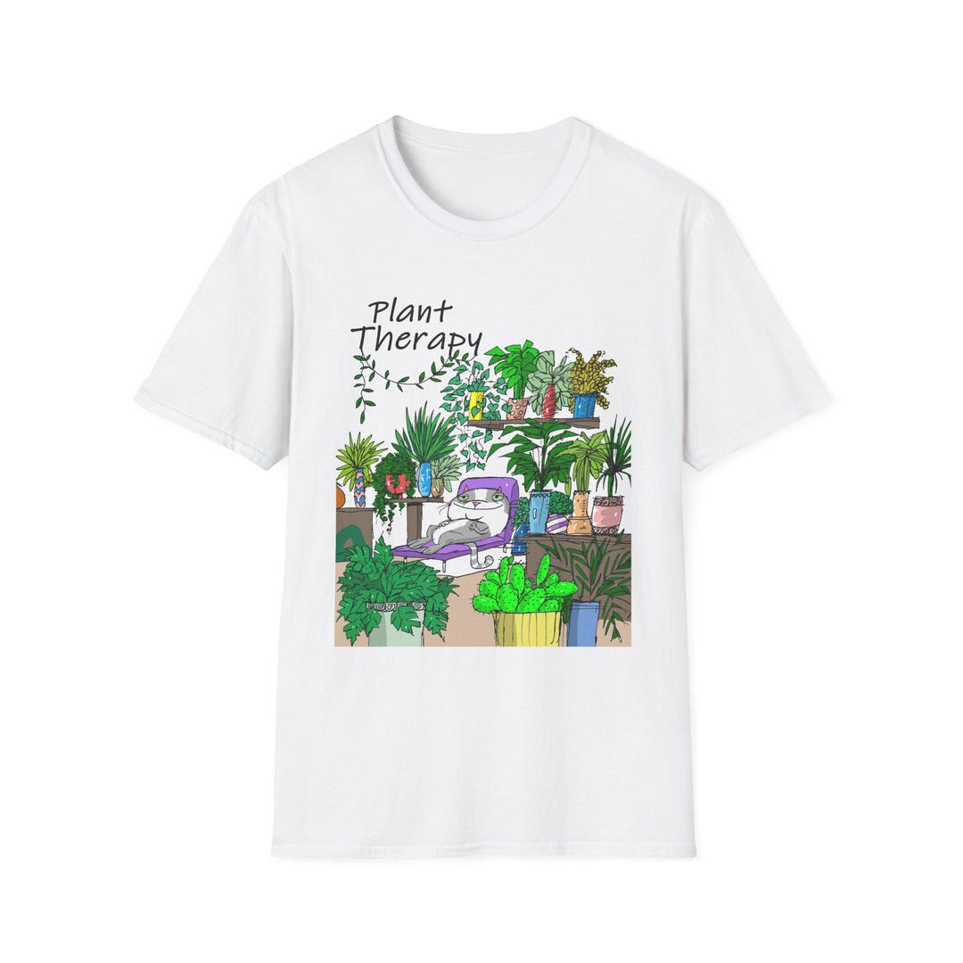 Plant Therapy T-shirt | Indoor Plant Illustration, Potted Plants Shirt ...