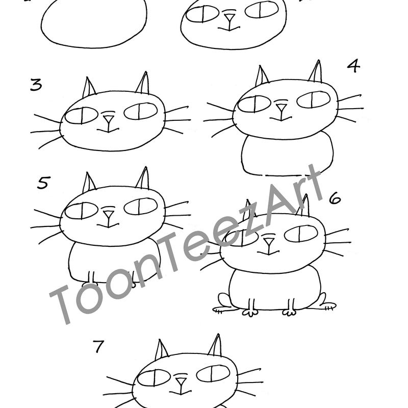 Easy Draw Cat - Etsy