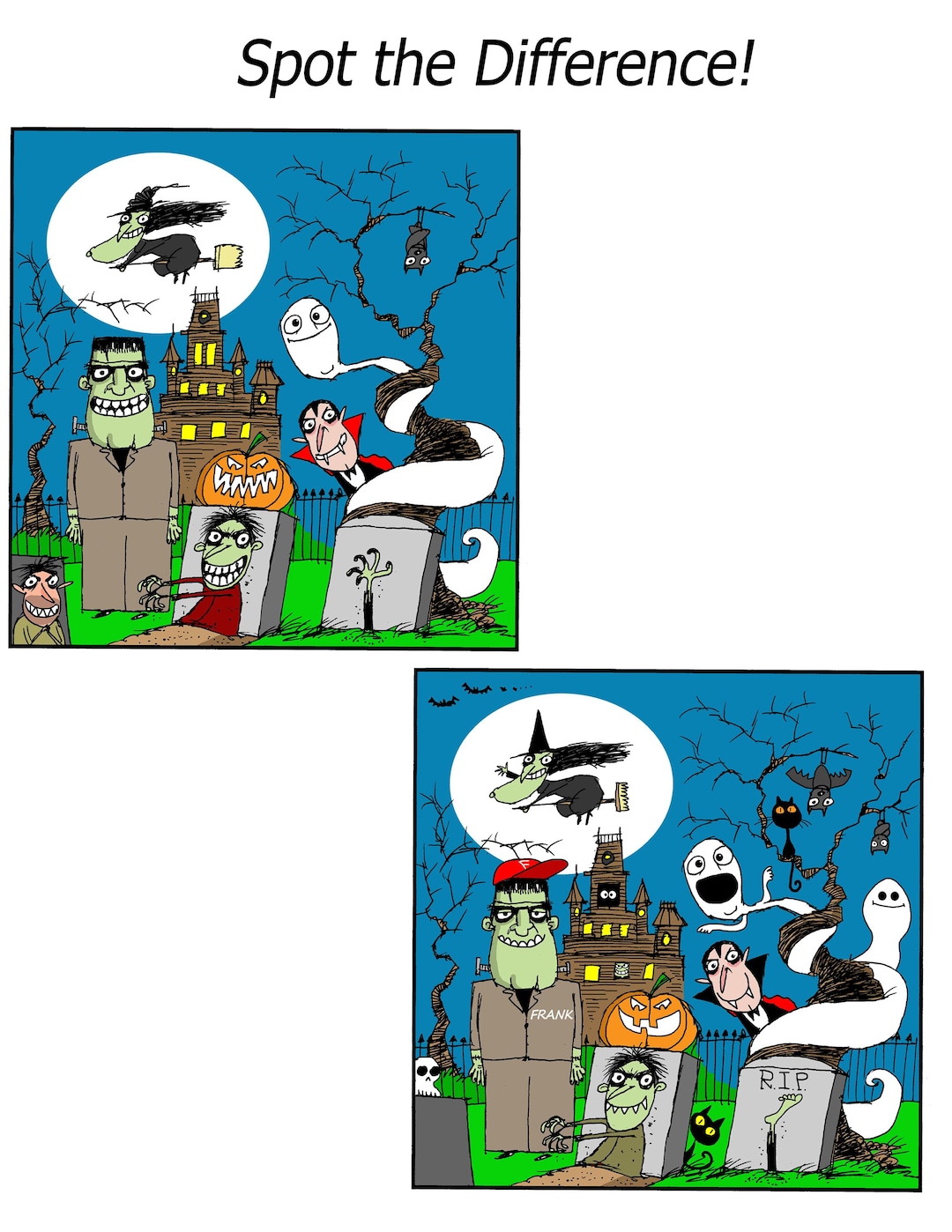 Spooky Spot the Difference-halloween Puzzle-printable PDF - Etsy