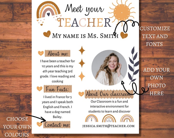 Meet the Teacher Editable Canva Template, Terto Classroom Decor, Back ...