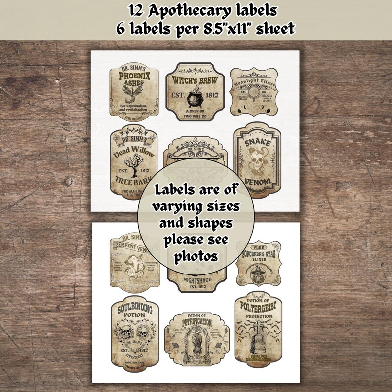 Halloween Apothecary Vintage Labels, Printable Potion Labels, Vintage ...