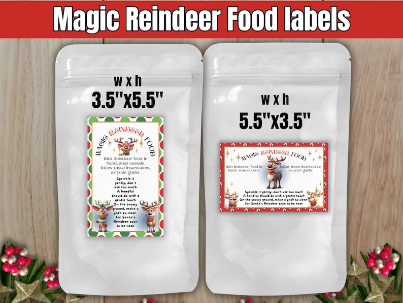 Magic Reindeer Food Bag Topper Printable, Reindeer Food Tags, Reindeer ...