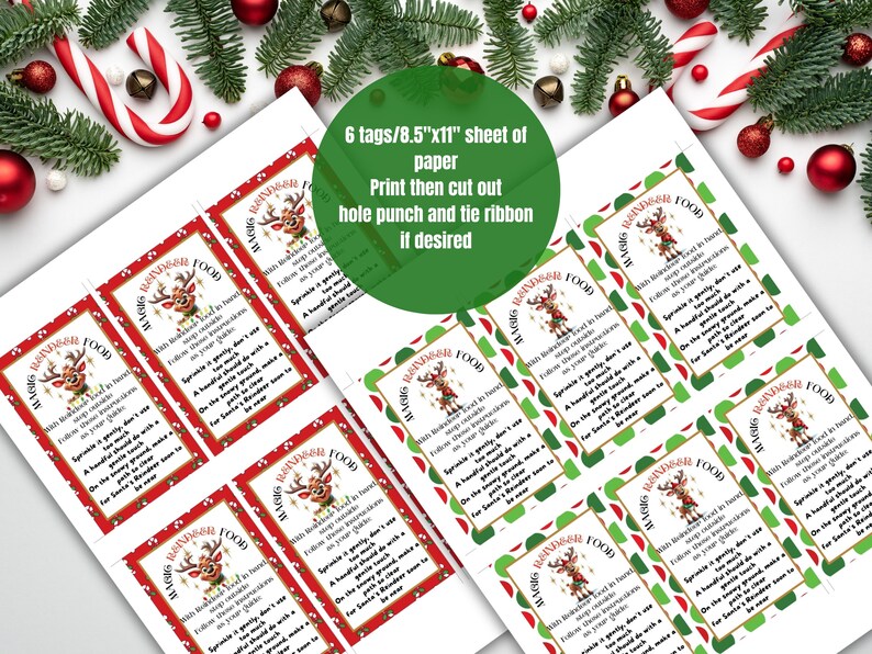 Magic Reindeer Food Bag Topper Printable, Reindeer Food Tags, Reindeer ...