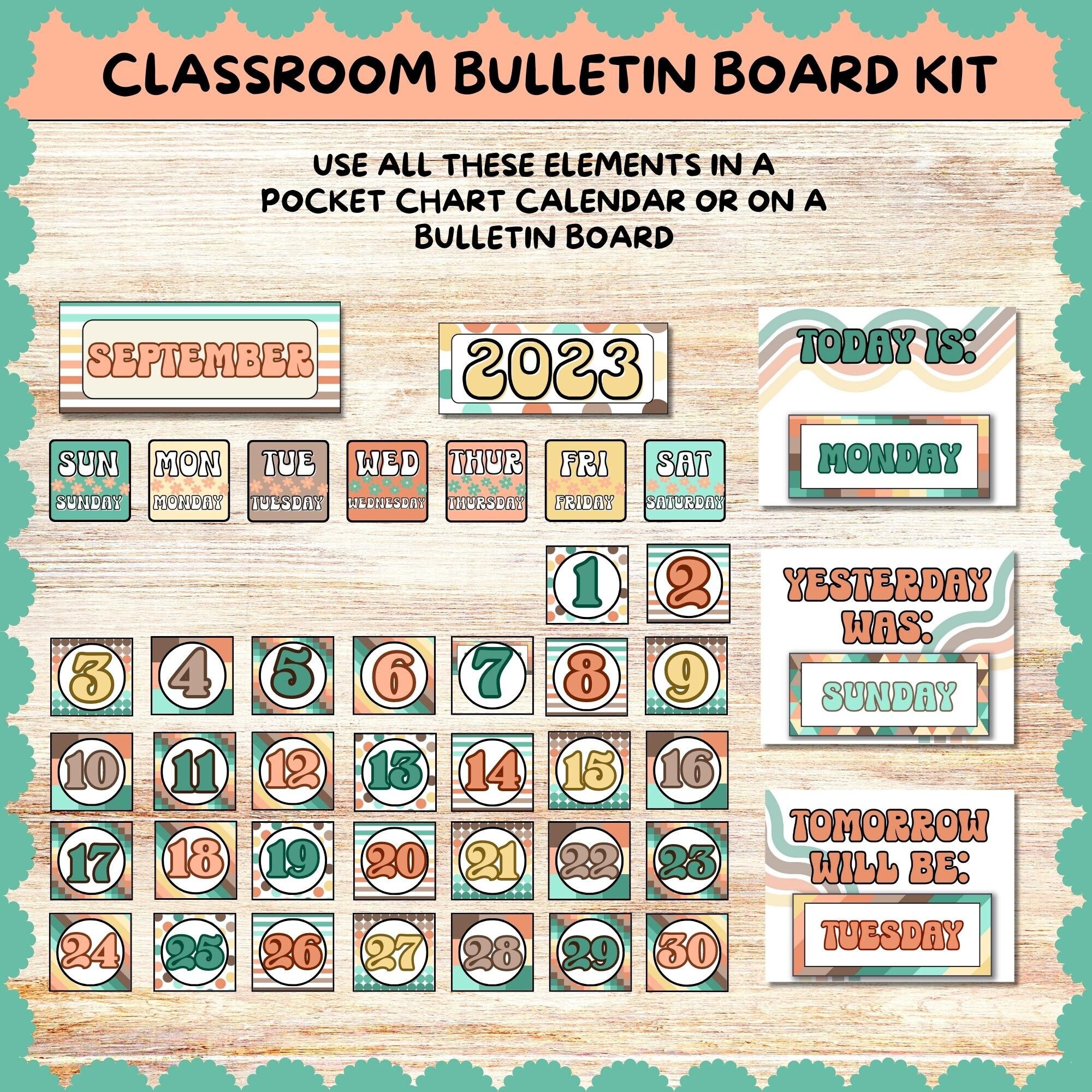 Retro Groovy Classroom Decor Bundle, Classroom Bulletin Board Kit ...