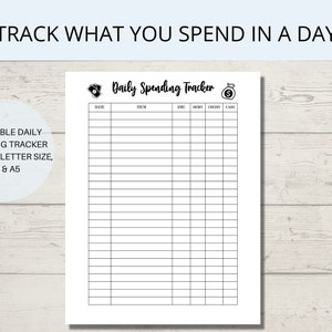 Daily Spending Tracker, Printable PDF, Expense Tracker, Transaction Log ...