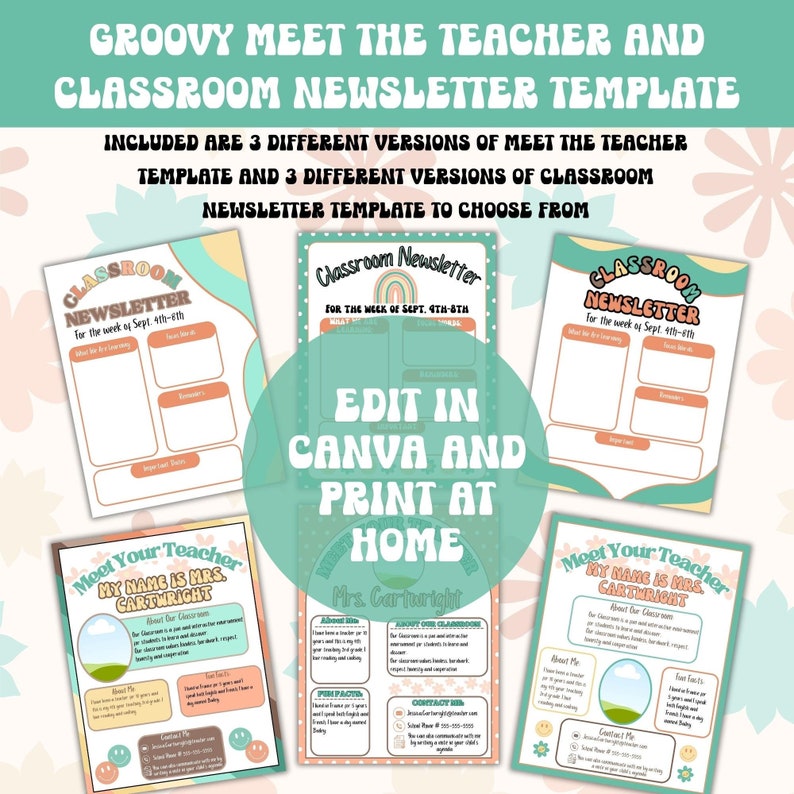 Groovy Meet the Teacher Template and Classroom Newsletter Editable ...