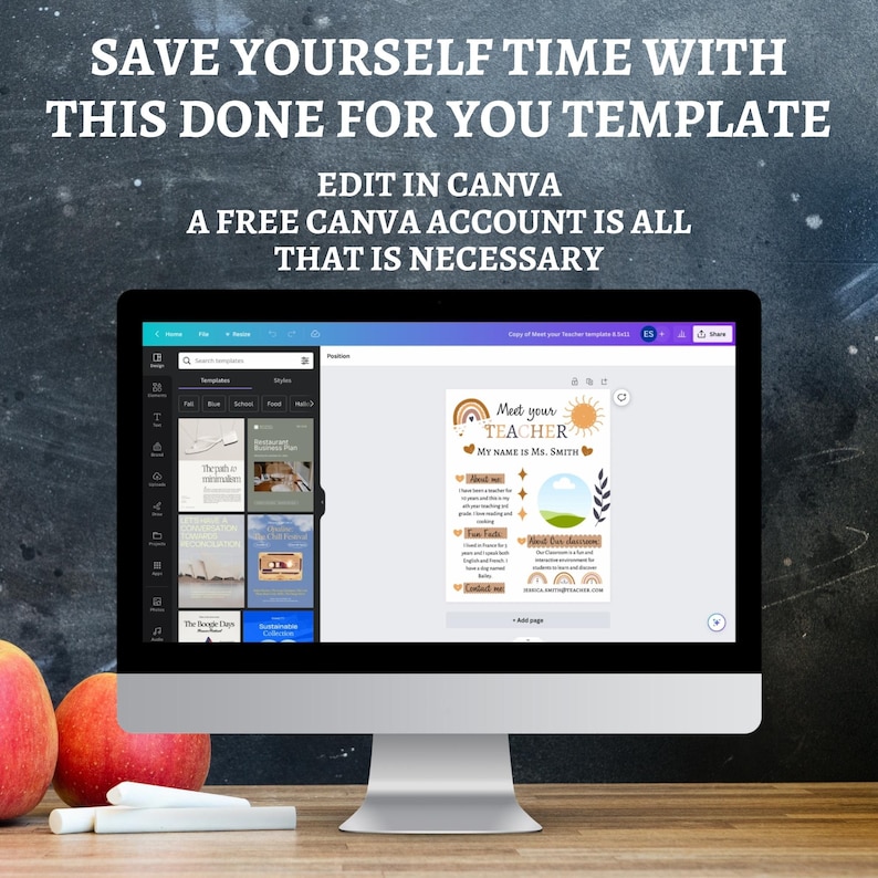 Meet the Teacher Editable Canva Template, Boho Rainbow Classroom Decor ...