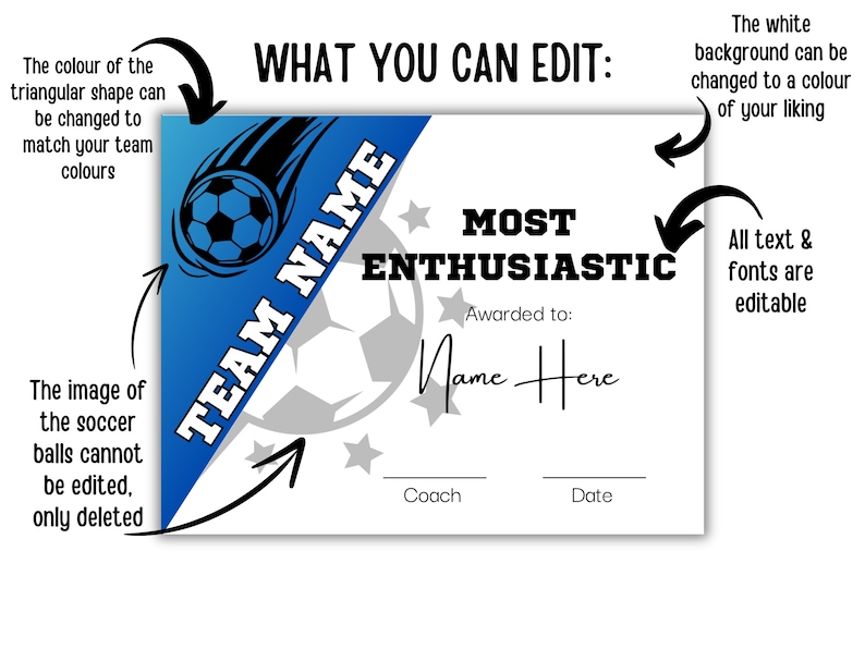 Editable Soccer Awards Certificate, Award Ceremony, Printable End of ...