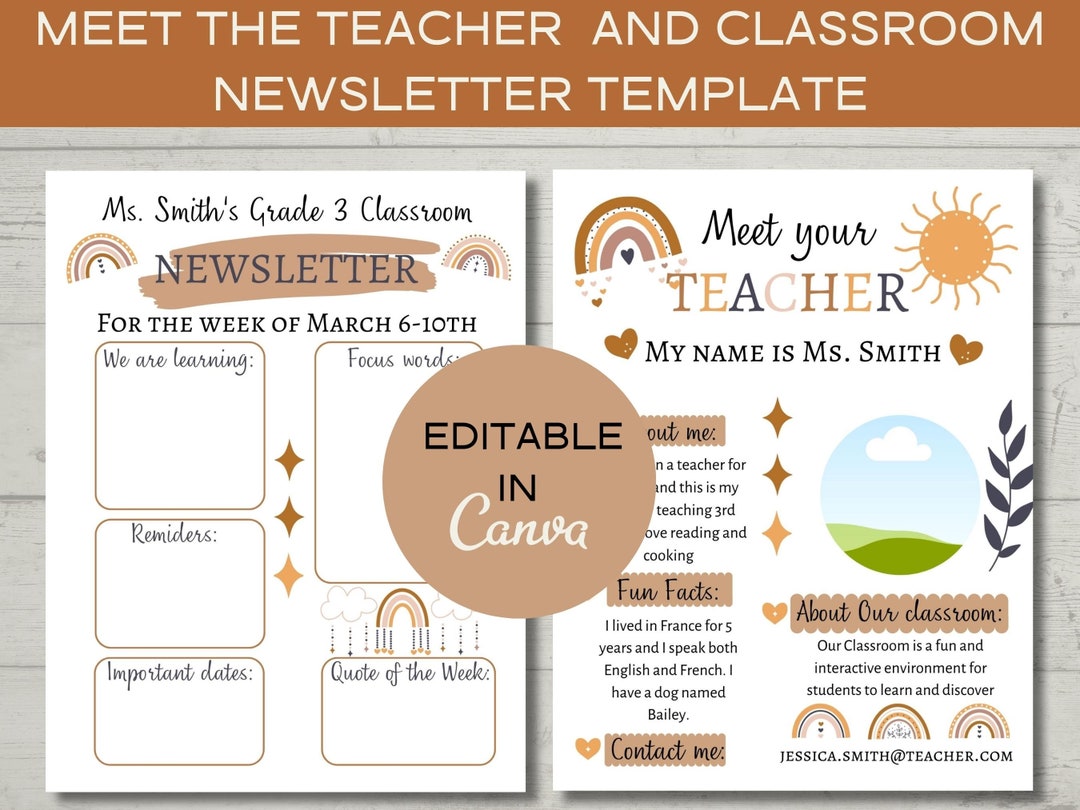 Meet the Teacher Template and Classroom Newsletter Editable Template ...