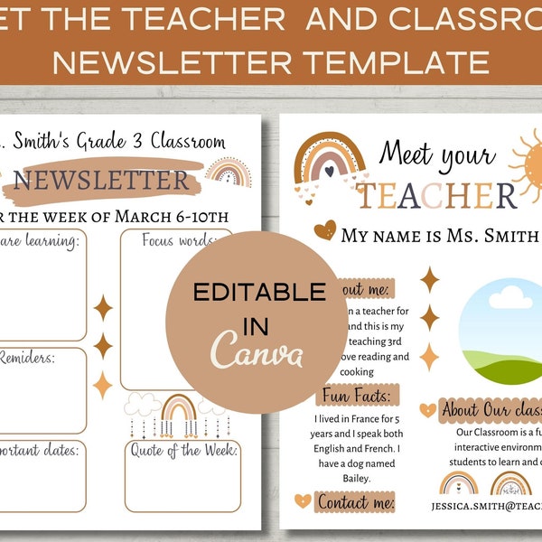 Meet the Teacher Template - Etsy