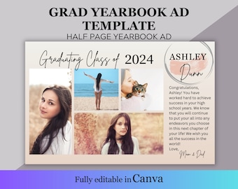 Full Page High School Senior Yearbook Ad, Editable Full Page Yearbook ...