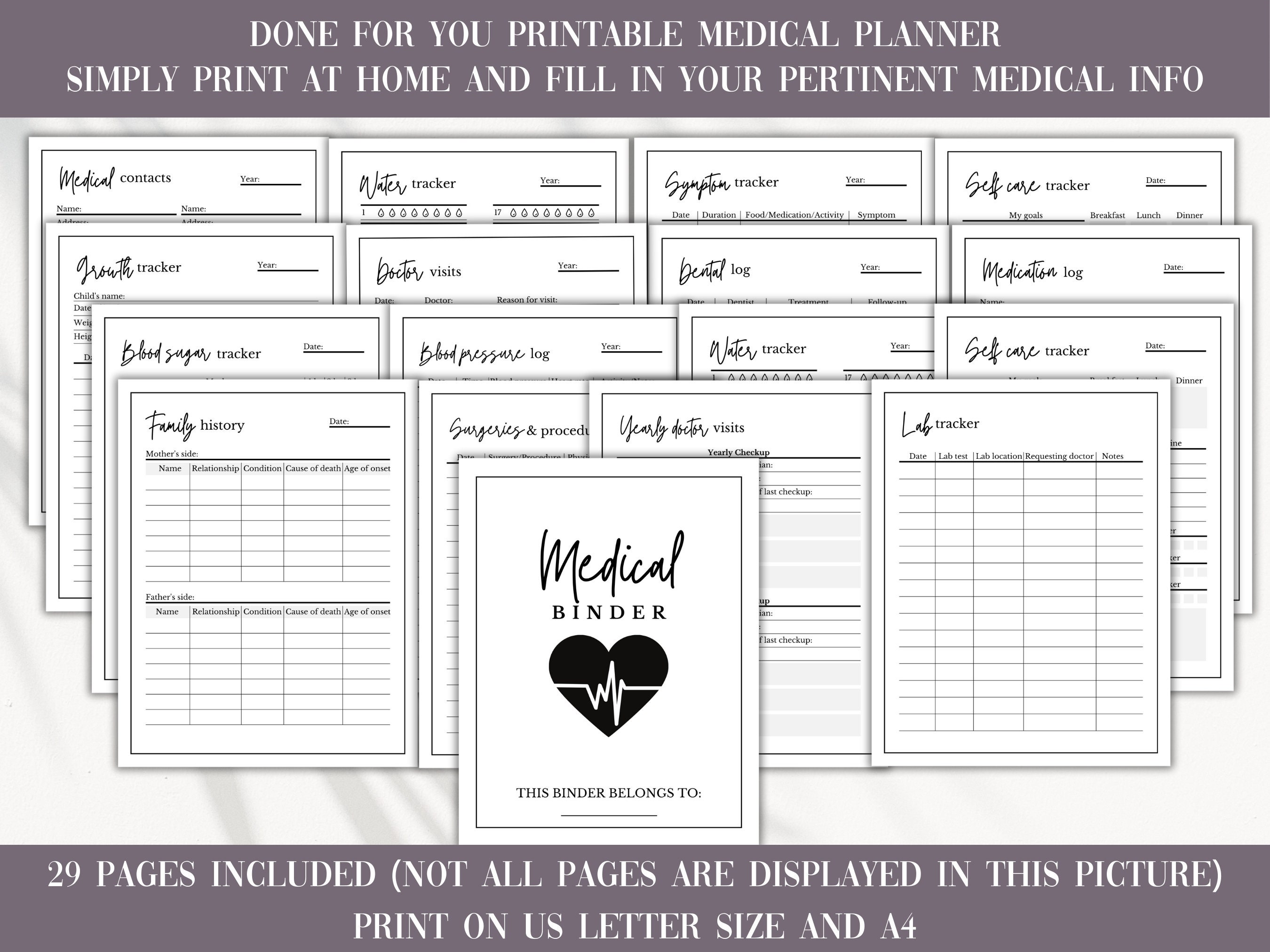 Medical Binder Printable PDF, Medical Tracker, Healthcare Planner ...