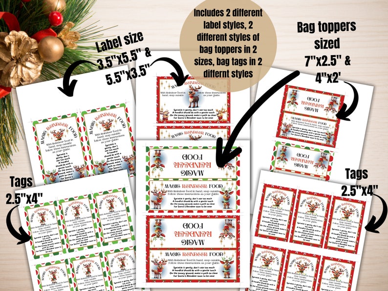 Magic Reindeer Food Bag Topper Printable, Reindeer Food Tags, Reindeer ...