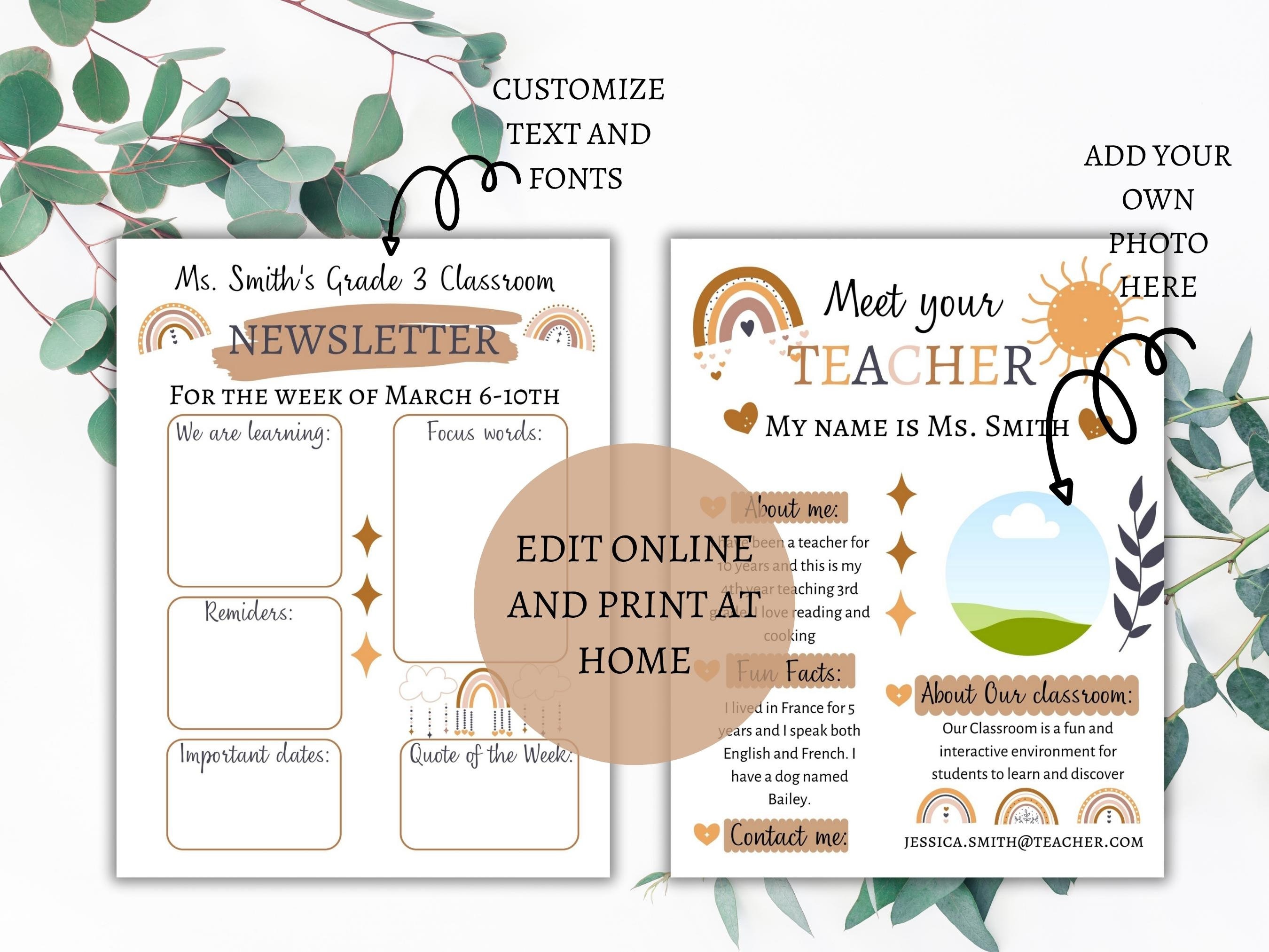 Meet the Teacher Template and Classroom Newsletter Editable Template ...