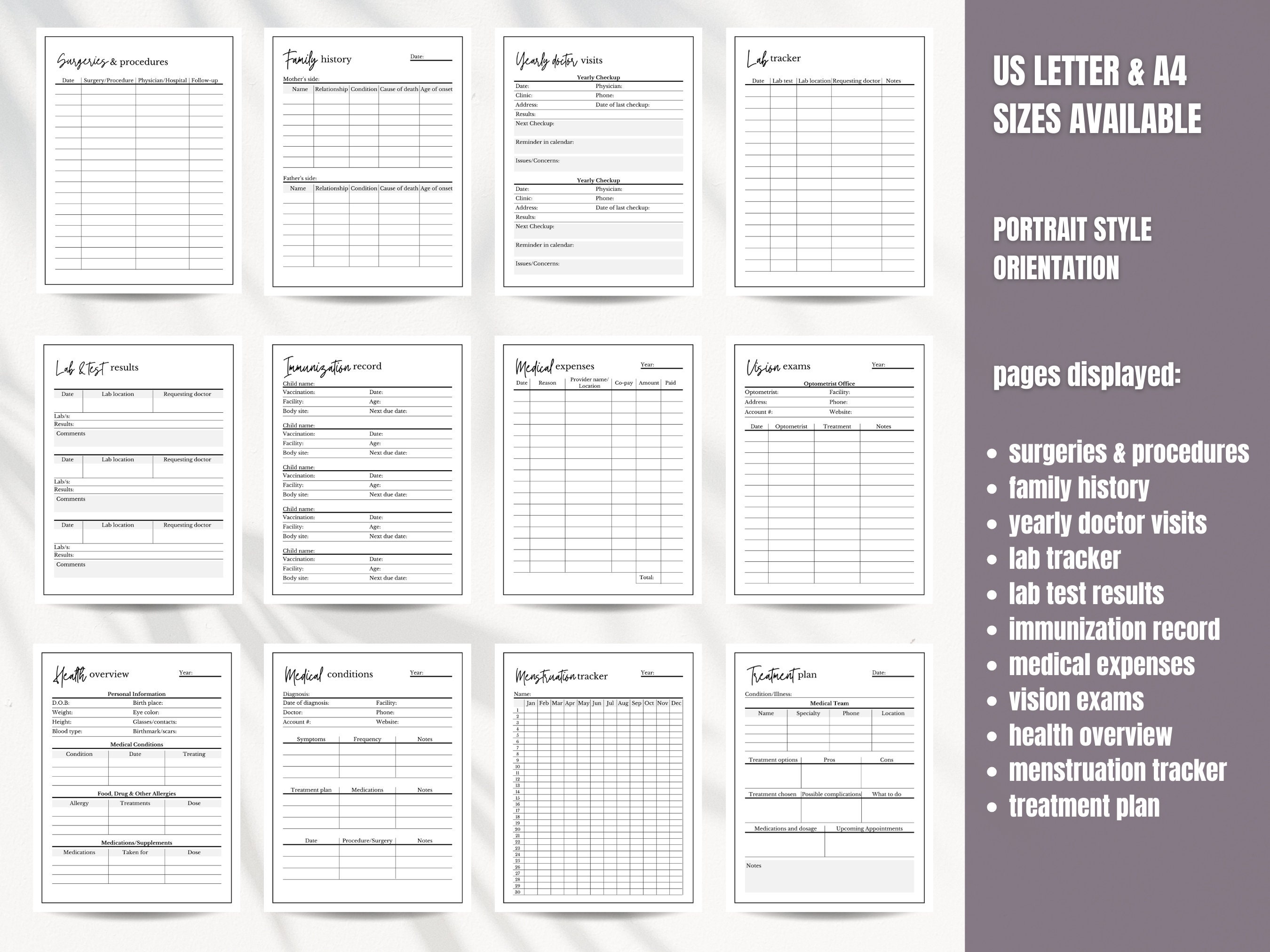 Medical Binder Printable PDF, Medical Tracker, Healthcare Planner ...