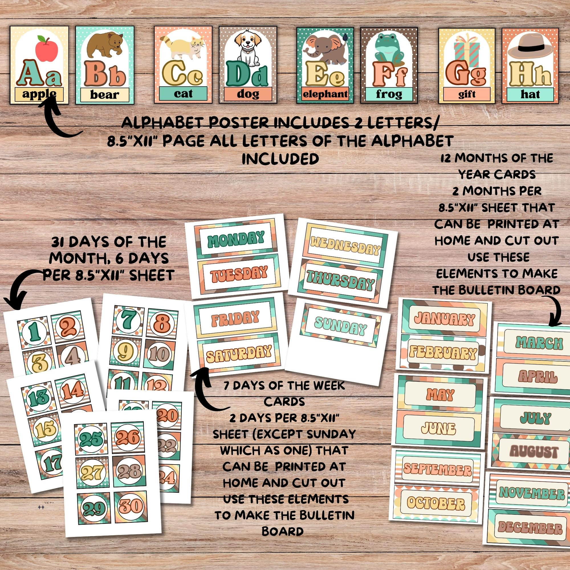 Retro Groovy Classroom Decor Bundle Classroom Bulletin Board Kit