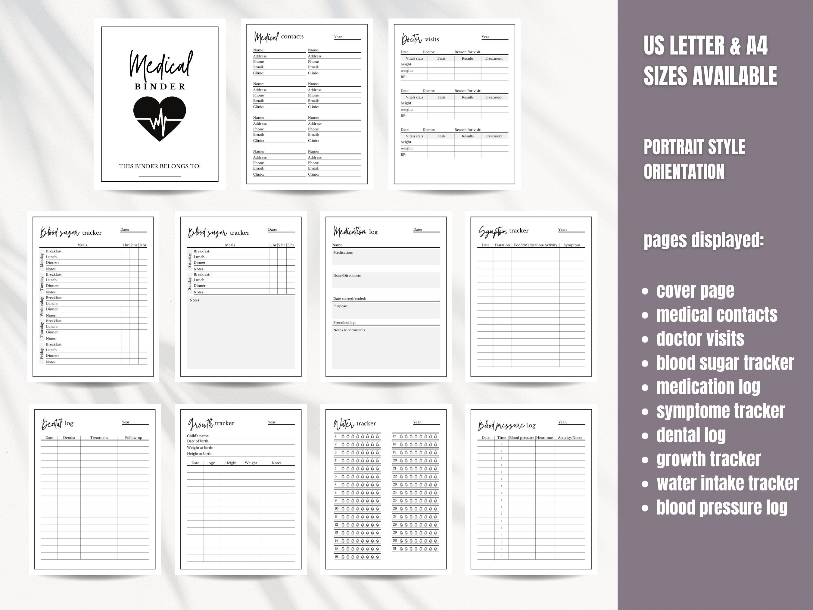Medical Binder Printable PDF, Medical Tracker, Healthcare Planner ...