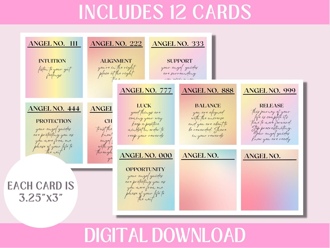 Angel Number Oracle Cards Angel Number Digital Download Angel ...