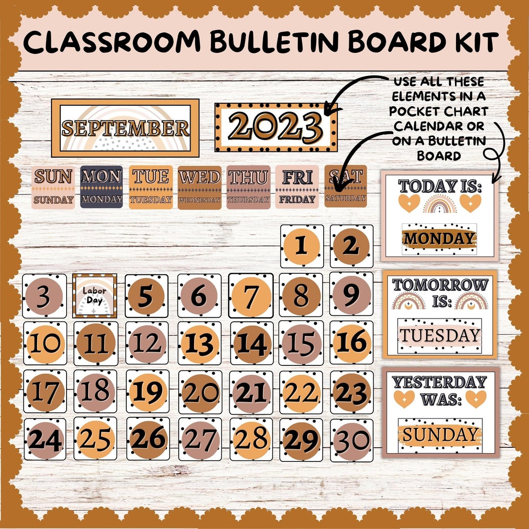 Boho Classroom Decor Bundle, Boho Classroom Calendar and Door Decor ...