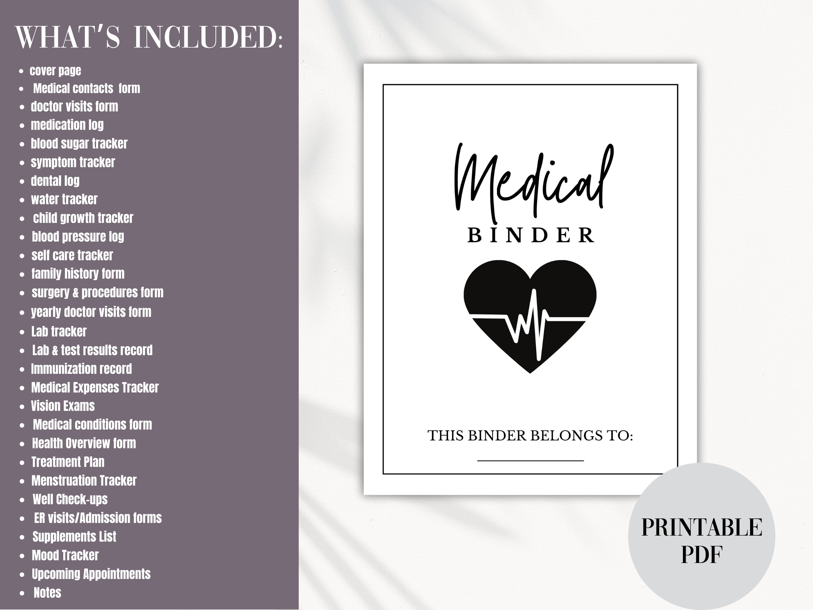 Medical Binder Printable PDF, Medical Tracker, Healthcare Planner ...