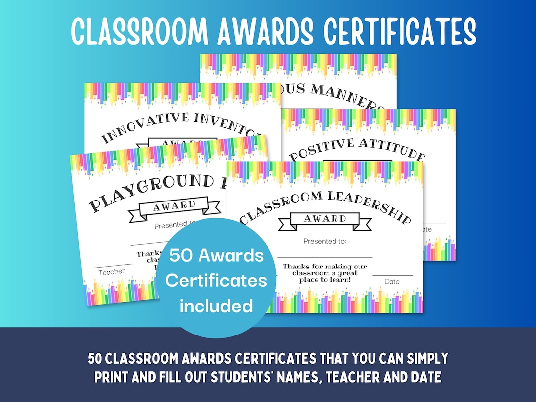 Classroom Awards Certificate, Student Awards Certificate, End of Year ...