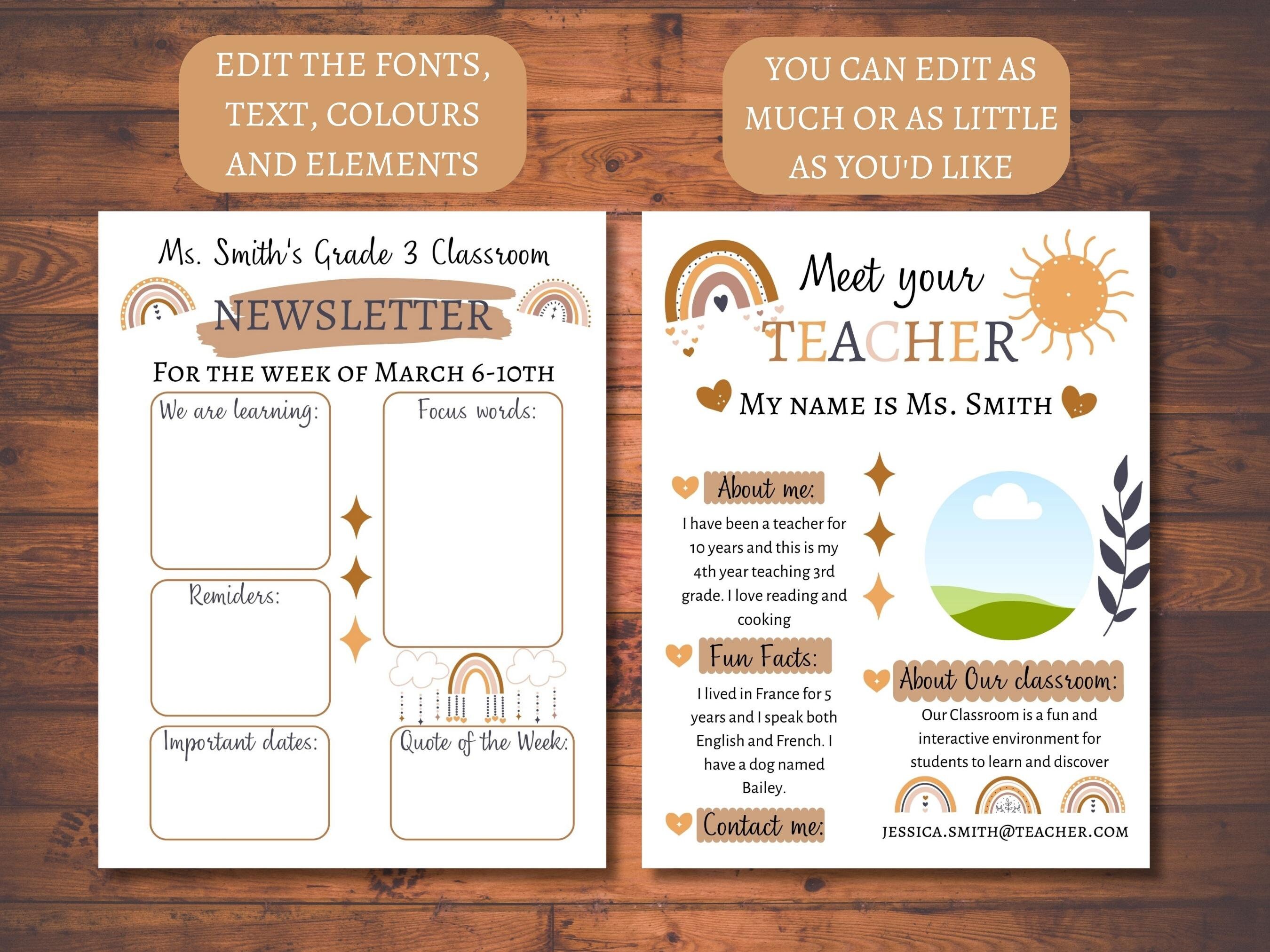Meet the Teacher Template and Classroom Newsletter Editable Template ...