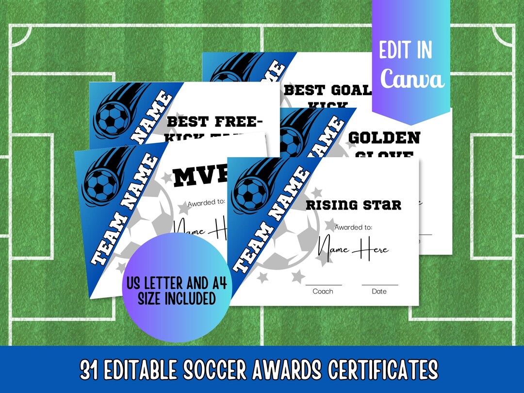Editable Soccer Awards Certificate, Award Ceremony, Printable End of ...