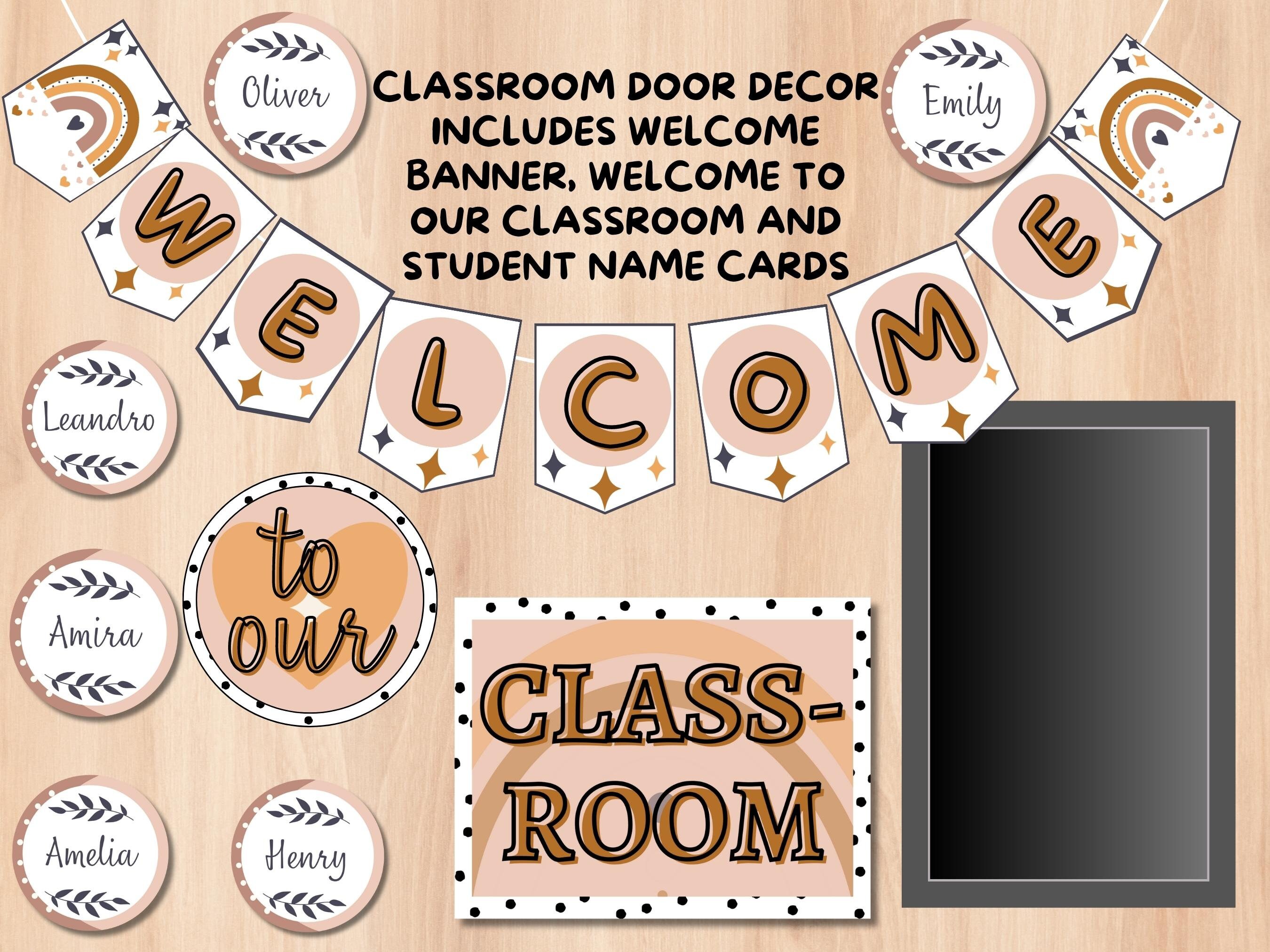 Boho Classroom Decor Bundle, Boho Classroom Calendar and Door Decor ...
