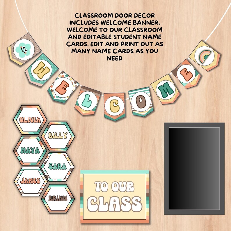 Retro Groovy Classroom Decor Bundle, Classroom Bulletin Board Kit ...