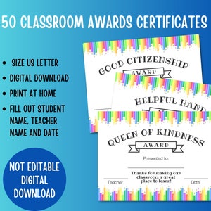 Classroom Awards Certificate, Student Awards Certificate, End of Year ...