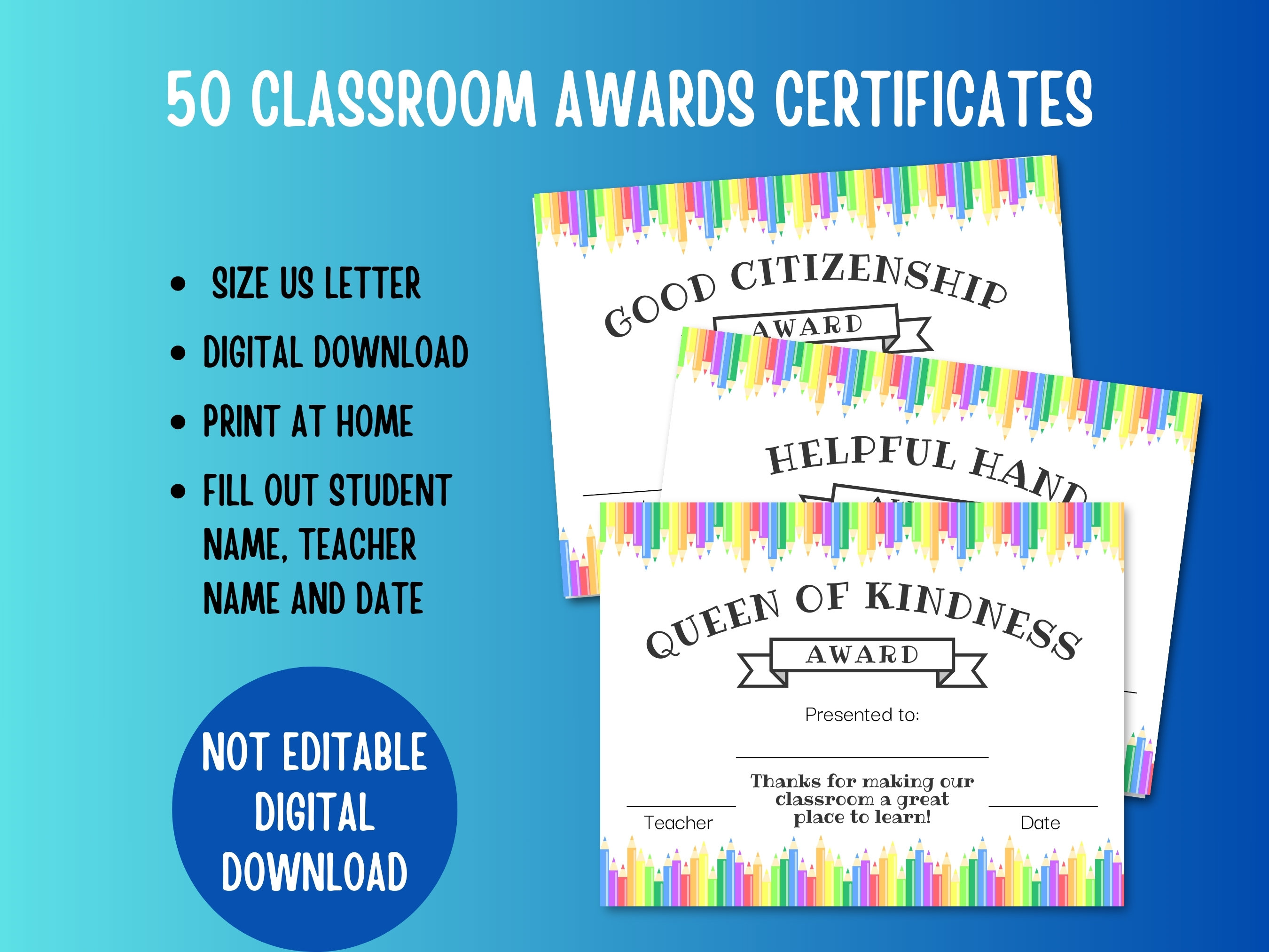 Classroom Awards Certificate, Student Awards Certificate, End of Year ...