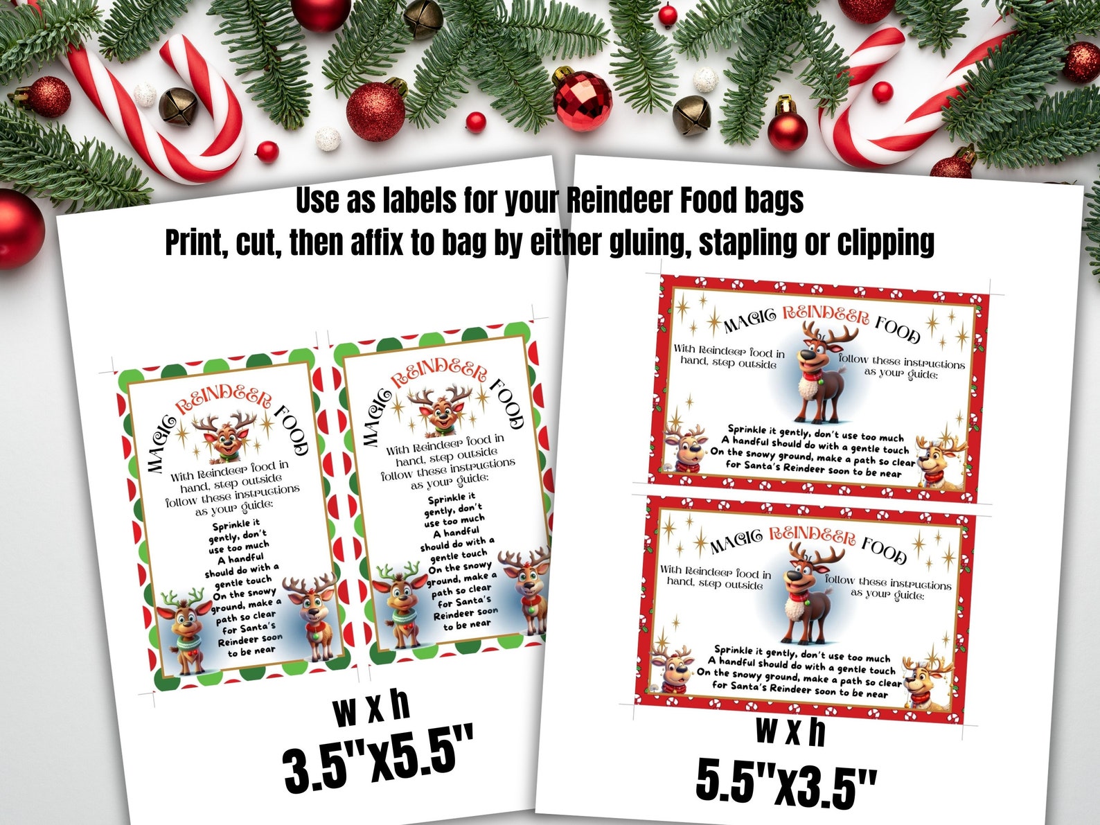 Magic Reindeer Food Bag Topper Printable, Reindeer Food Tags, Reindeer ...