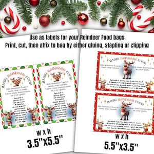 Magic Reindeer Food Bag Topper Printable, Reindeer Food Tags, Reindeer ...