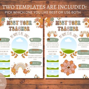 Meet the Teacher Editable Canva Template, Boho Rainbow Classroom Decor ...