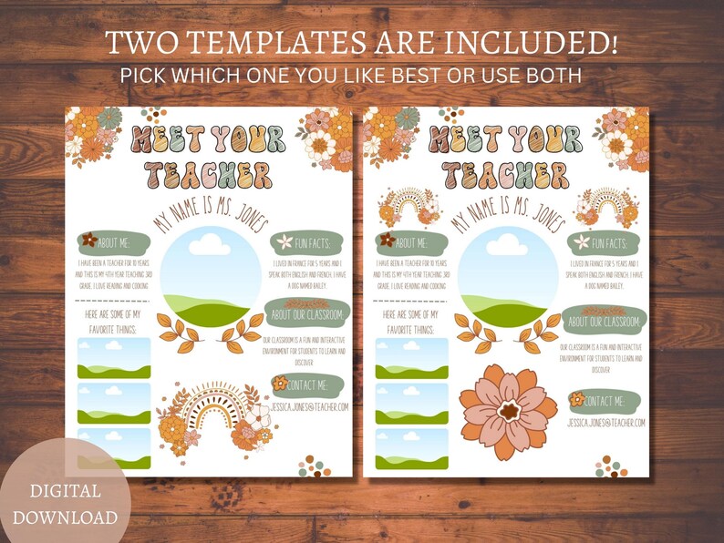 Meet the Teacher Editable Canva Template, Boho Rainbow Classroom Decor ...
