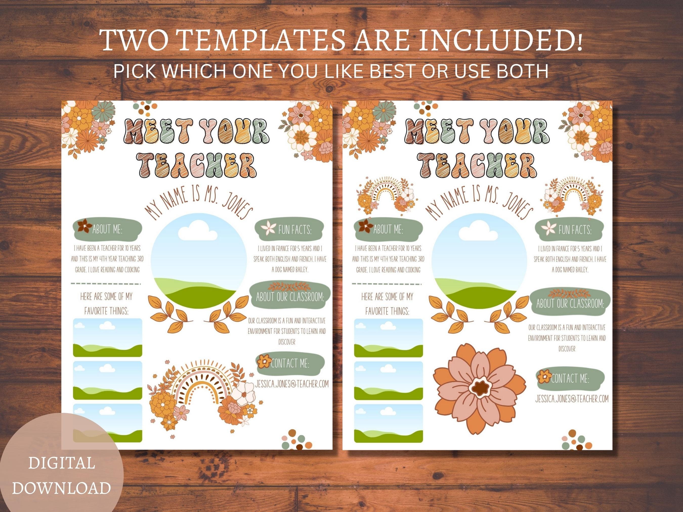 Meet the Teacher Editable Canva Template, Boho Rainbow Classroom Decor ...