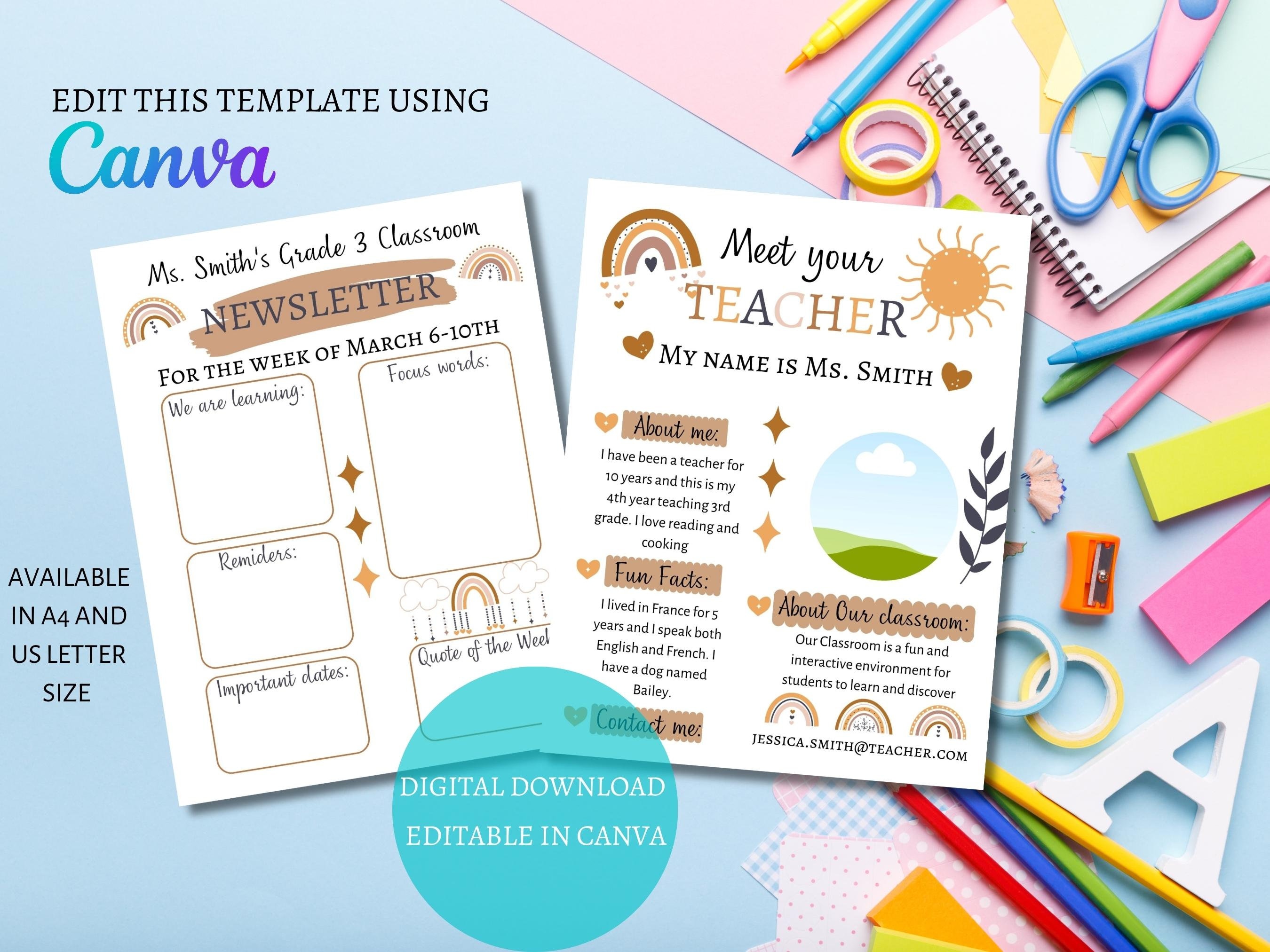 Meet the Teacher Template and Classroom Newsletter Editable Template ...