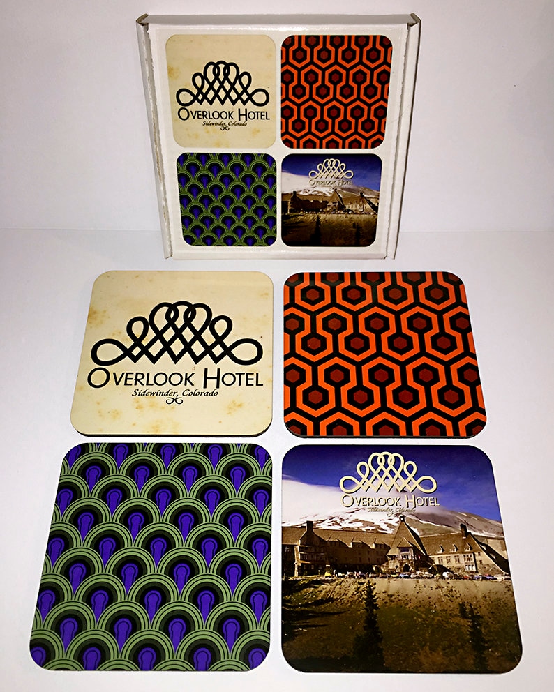 Shining Overlook Hotel 4 piece wooden coaster set with cork backing ...