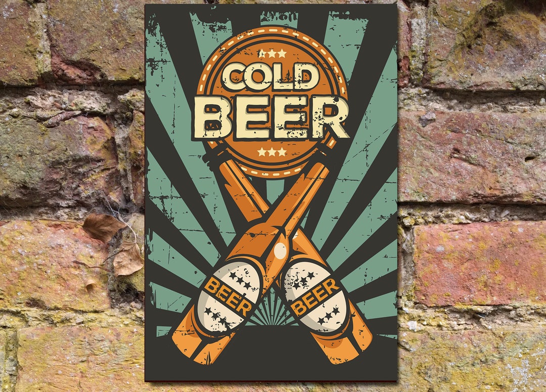 Retro Cold Beer Metal Sign (A4 Size 30 X 20cms) - Etsy