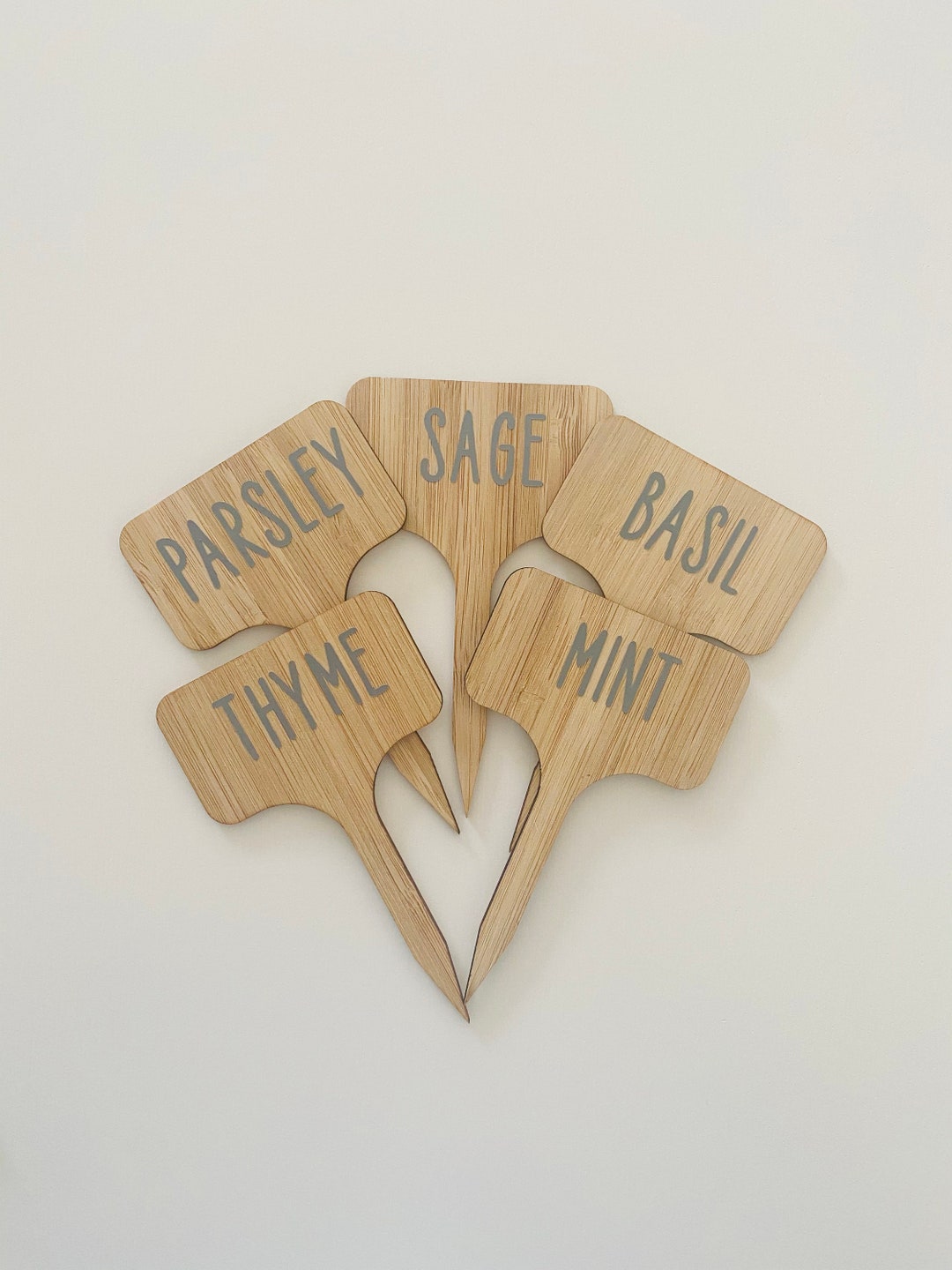 5 Personalised Bamboo Plant Label for Herbs - Free U.K. Delivery - Etsy