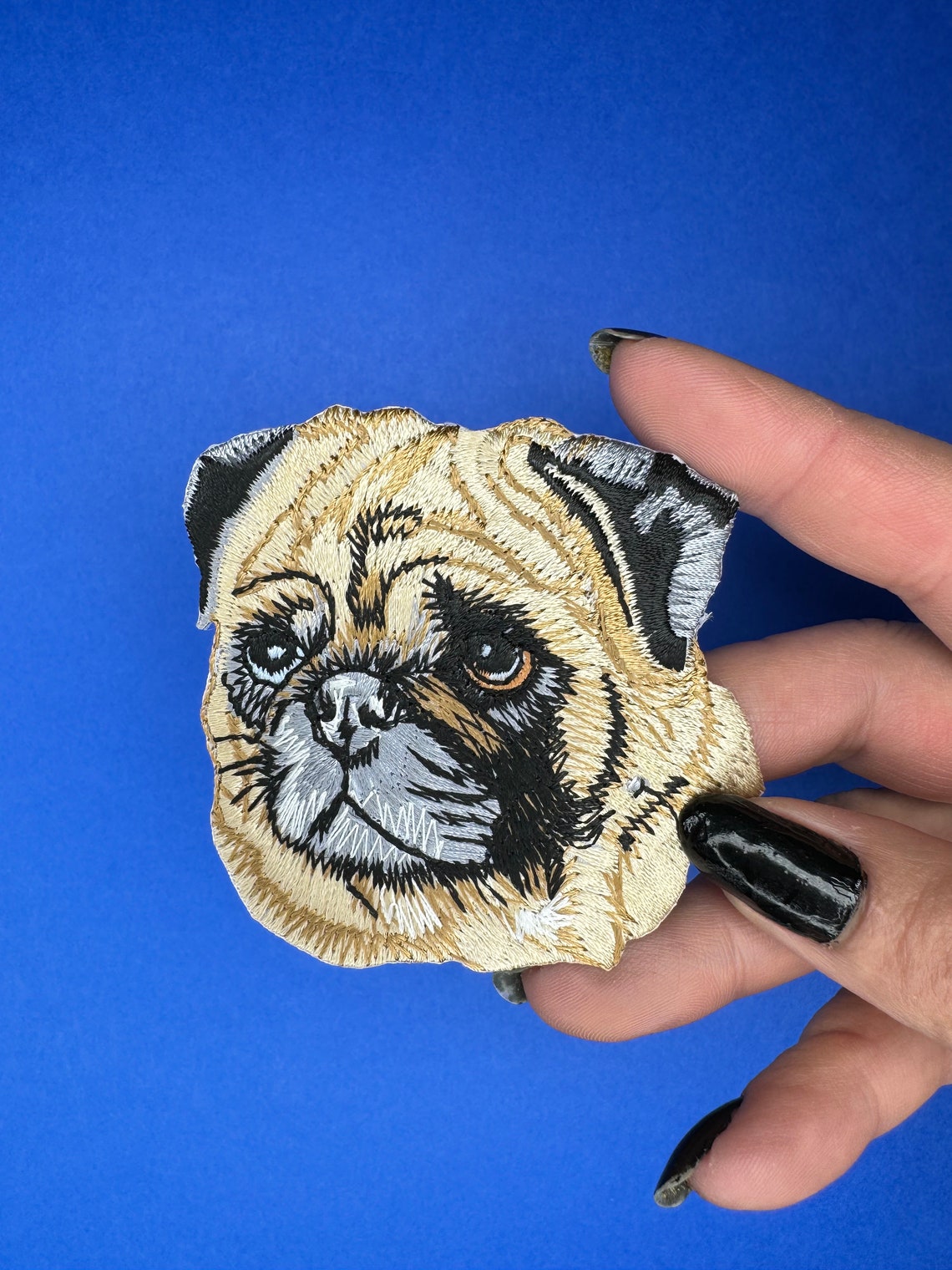 PUG Dog Face Patch - Iron on or Sew on - Embroidery Patch - Applique - Etsy